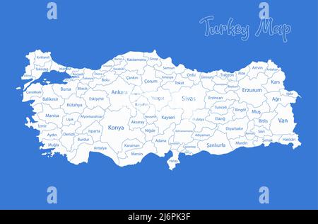 Turkey political map of administrative divisions - provinces. Flat ...