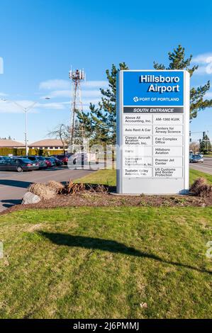 Marquee sign at the South Entrance to the Hillsboro Airport in ...