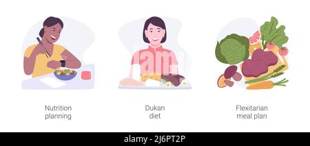 Flexitarian meal plan isolated cartoon vector illustrations Stock ...
