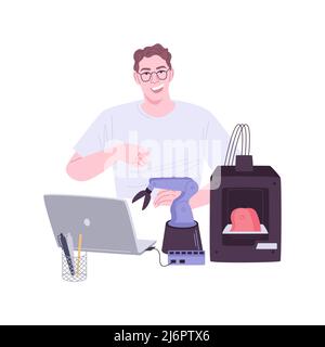 3D printers in robotics isolated cartoon vector illustrations Stock ...