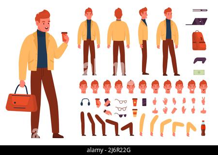Cartoon male and female body parts concept with front and back view ...