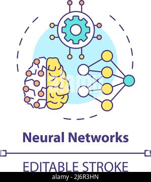 Neural networks linear icon. Thin line illustration. Human brain contour symbol. Artificial ...