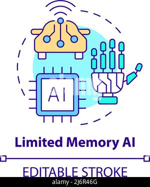 ai data prediction line icon, outline symbol, vector illustration ...