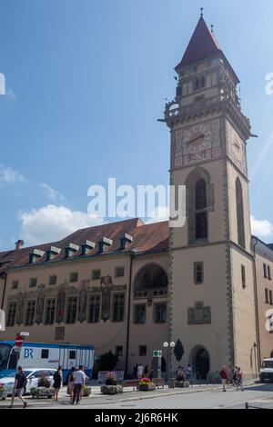 Passau Town Hall is located in Old Town Hall Square near River Danube ...