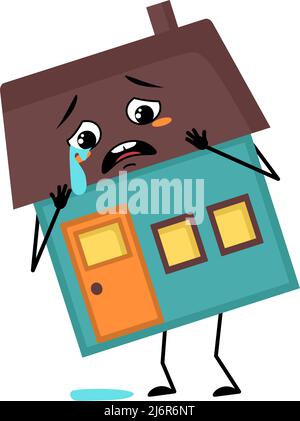 House Sad emotion isolated. Crying Home Cartoon Style. Building ...