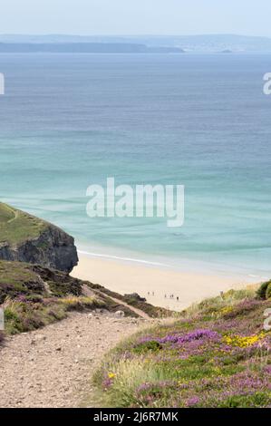 St. Agnes Beach, Cornwall - 2 July 202: views of St. Agnes Beach at ...