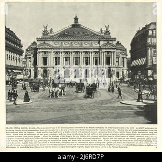Vintage photograph of the Palais Garnier, Opera House, Paris, France ...