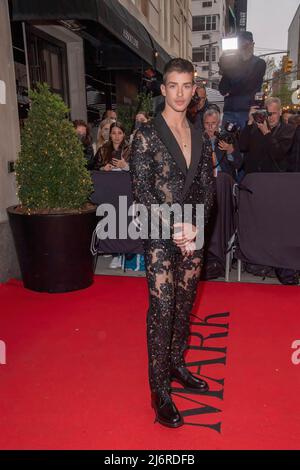 Manu Rios departs The Mark Hotel for 2022 Met Gala in New York City ...