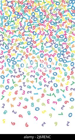 Falling colorful sketch numbers. Math study concept with flying digits ...