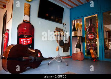 Cuban percussion instruments the bongo's and the guiro at a bar in ...