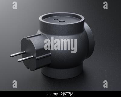 electrical power socket plug connector close up with rough plastic ...