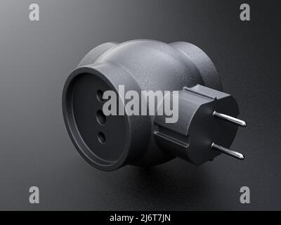 electrical power socket plug connector close up with rough plastic ...