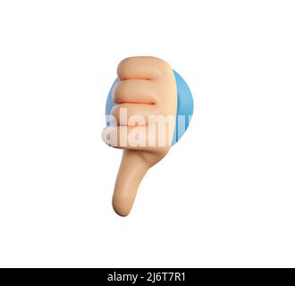 Dislike - realistic 3D social media logo floating isolated on a white ...