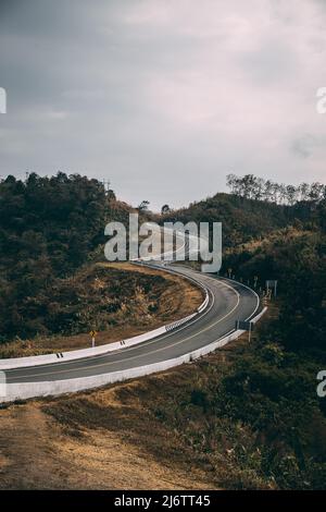 Curvy road number 3 in the mountain of Pua district, Nan province ...