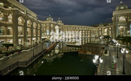 Place Vendome Mall in Lusail city, Qatar interior view at night showing ...