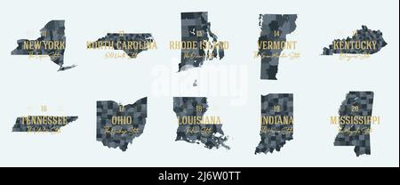 New York NY state Maps. Black outline map isolated on a white ...
