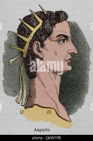 Emperor Octavian Augustus (27 BC - 14 AD), founder of the Roman Empire ...