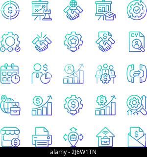 Sales management linear icons set. Prospecting, Pipeline, Forecasting ...