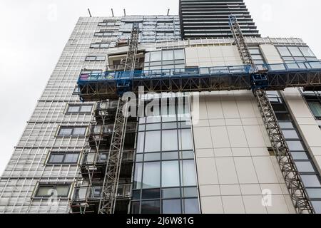 Cladding removal and replacement on a high rise building, Nottingham ...
