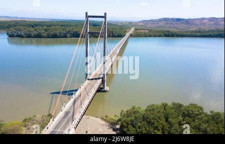 Drone photography of the Tempisque river and the Amistad bridge Puente ...