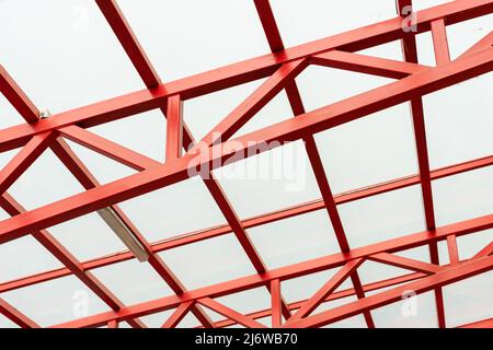 red metal construction holds a transparent roof Stock Photo - Alamy