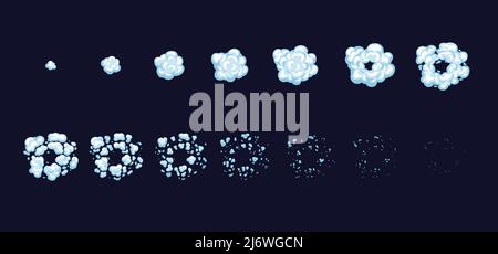 Animation sprite sheet of bomb explosion sequence. Vector 2d cartoon ...