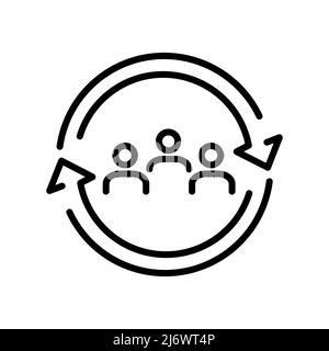Personnel change outline icon vector people in round cycle symbol human ...
