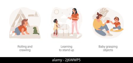 Baby grasping objects isolated cartoon vector illustration Baby ...