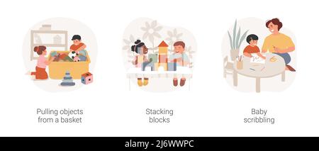 Baby grasping objects isolated cartoon vector illustration Baby ...