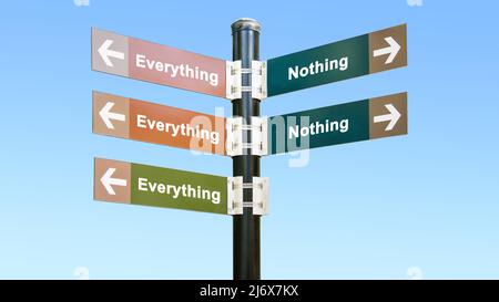 Street Sign the Direction Way to Everything versus Nothing Stock Photo ...
