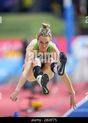 Neja Filipic jumping at the Belgrade 2022 Indoor World Championship in ...