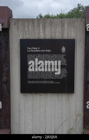 Sign marking the location of Fort Pelly. Fort Pelly was a Hudson's Bay ...