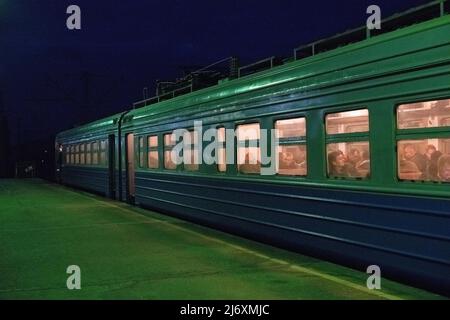 Morning train at the Chernobyl Nuclear Power Plant in Slavutych ...
