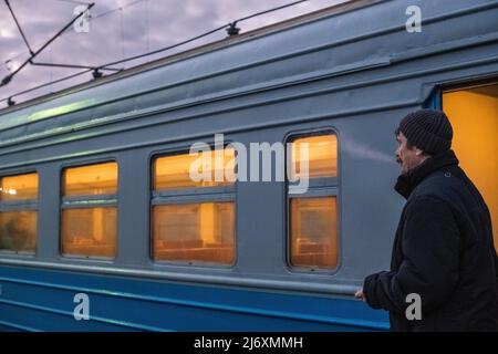 Morning train at the Chernobyl Nuclear Power Plant in Slavutych ...