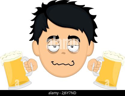 Cartoon beer mug with face in glasses. Beer character with funny face ...