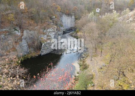 Granite rocks of Bukski Canyon with the Girskyi Tikych River ...