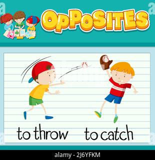 Opposite words for to throw and to catch illustration Stock Vector ...