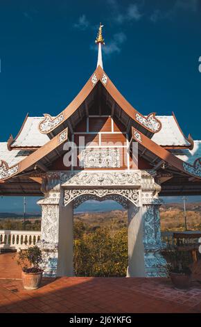 Wat Phrathat Pu Jae buddha and Huai Mae Toek lake in Phrae province ...