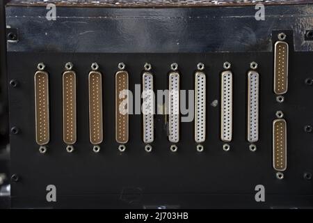 old technology cable connectors close up detail Stock Photo - Alamy
