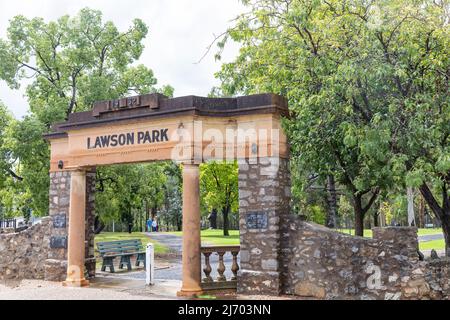 Mudgee, Australia, stone entrance to Lawson Park in mudgee, named after ...