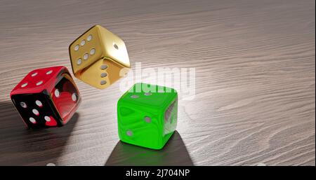 playing gold cubes. throw gold cubes on the table board game wooden ...