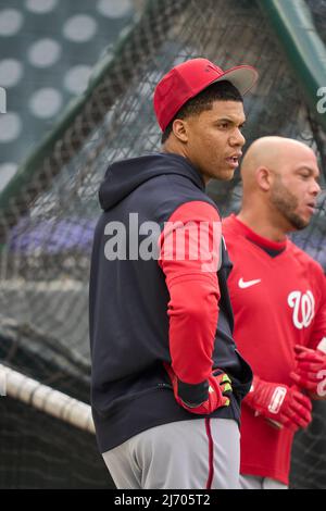 Washington Nationals right fielder Juan Soto (22) bats during the ...