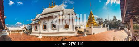 Wat Phrathat Pu Jae buddha and Huai Mae Toek lake in Phrae province ...