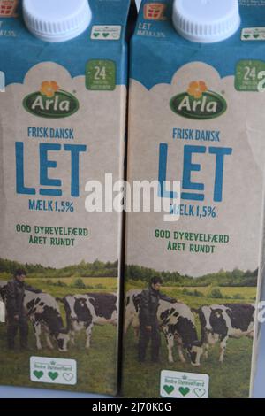 Copenhagen/Denmark/05 May 2022/. Arla dairy products milk yogurt and ...