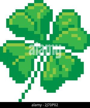 Shamrock icon vector pixel art. Small green trefoil plant, editable ...
