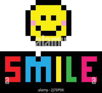 Emoticon Face Pixel Art 8 Bit Video Game Icon Stock Vector Image & Art ...