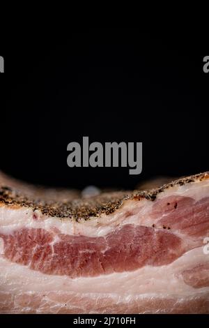 Smoked lard with a layer of meat on a white background Stock Photo - Alamy