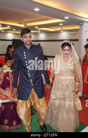 The traditional wedding of indian people is happening at the temple ...