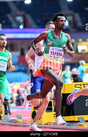 Samuel Tefera participating in the Belgrade 2022 World Indoor ...