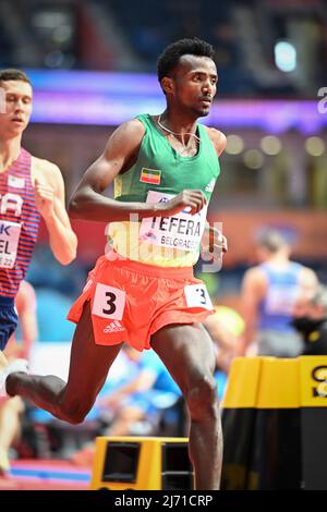 Samuel Tefera participating in the Belgrade 2022 World Indoor ...